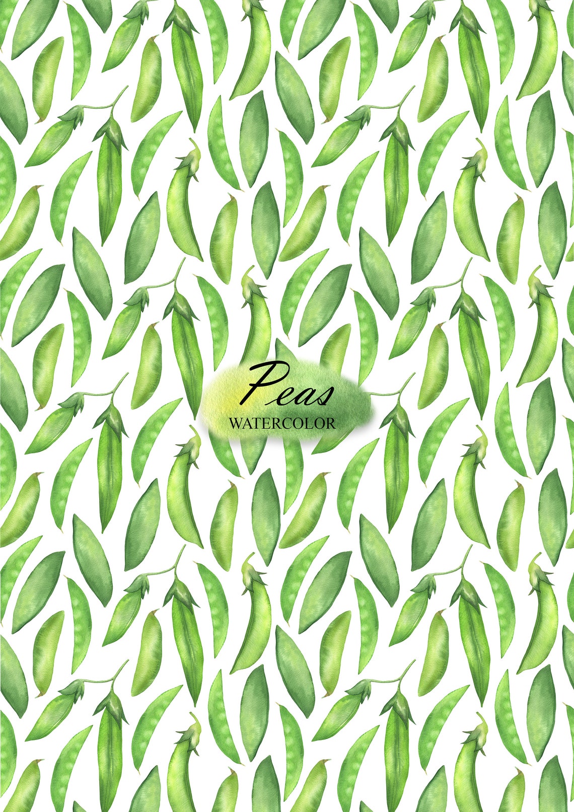 Watercolor Peas Digital Paper, Pea Seamless Pattern Pack, Peas ...