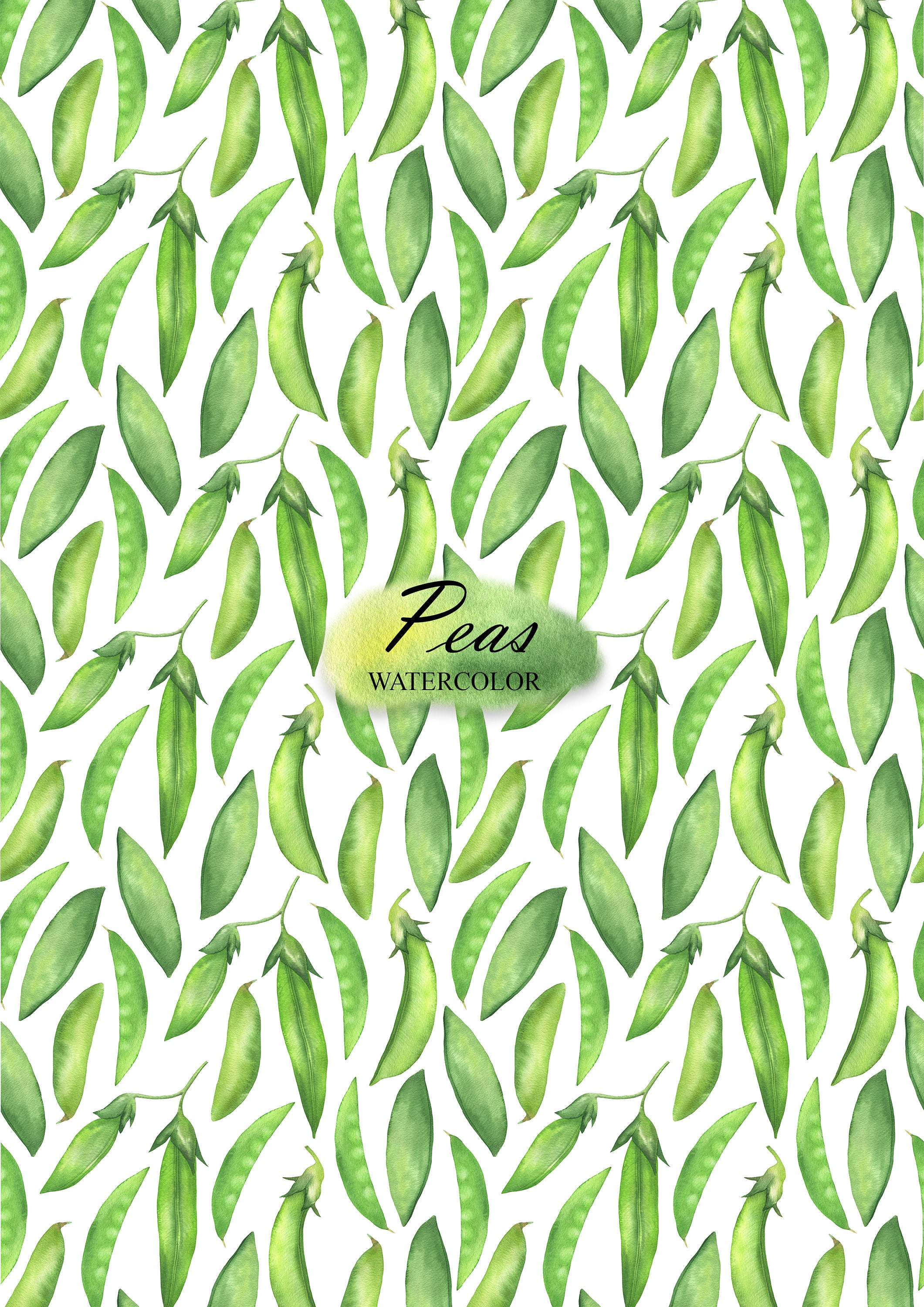 Watercolor Peas Digital Paper, Pea Seamless Pattern Pack, Peas ...