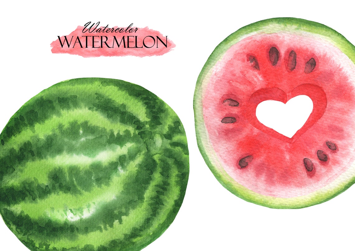 Watercolor Watermelon Clipart, Watermelon Slices Clip Art, Tropical ...