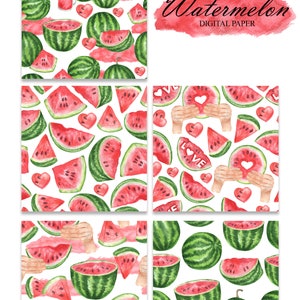 Watercolor Watermelon Digital Paper, Watermelon Seamless Pattern ...