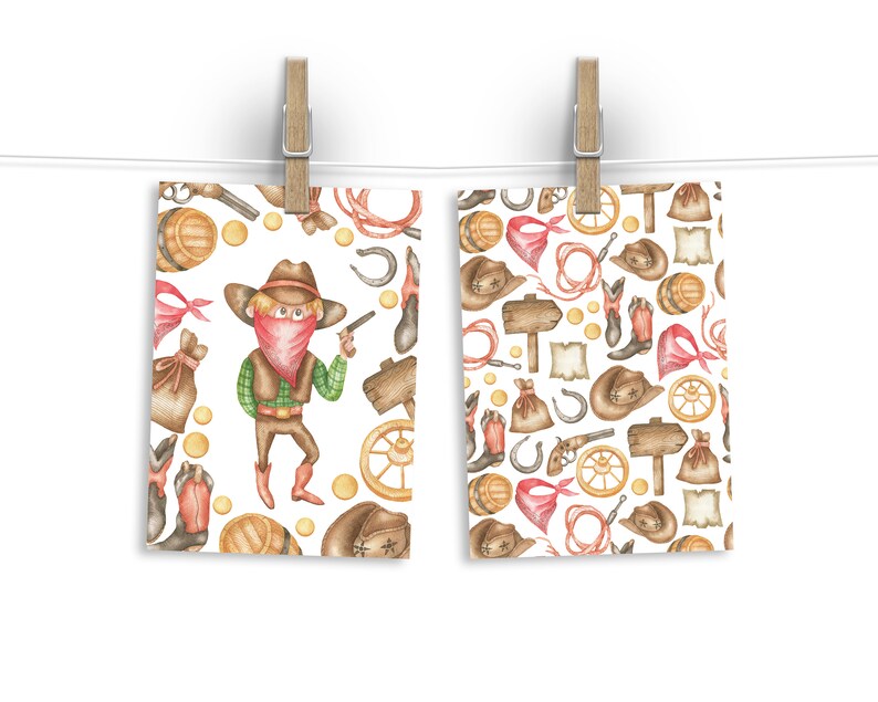 Watercolor Western Clipart, Cowboy Clip Art, Wild West Horse, Bandana ...