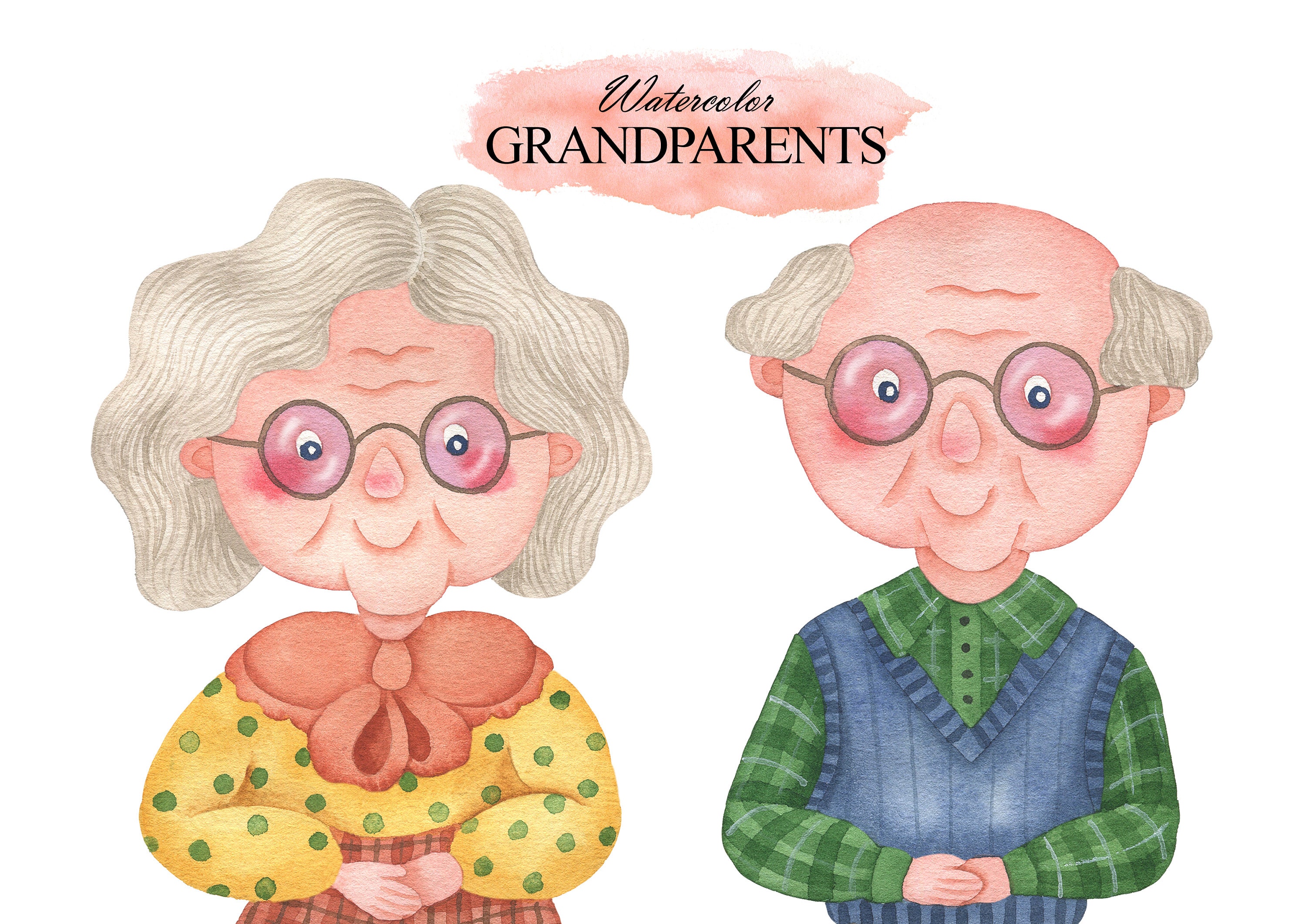 Watercolor Grandparents Clipart, Grandfather and Grandmother Clip Art ...