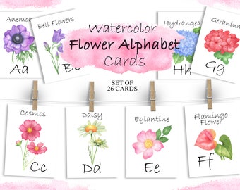 Watercolor Vegetable Alphabet ABC Card, Learning Letters, Printable ...