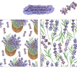 Watercolor Lavender Digital Paper, Floral Seamless Pattern (JPG) - Etsy