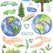 Earth Day Clipart, Watercolor Earth Planet Clip Art, Save Planet ...
