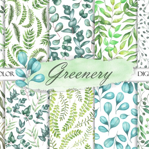 Watercolor Greenery Digital Paper Green Leaves Seamless - Etsy