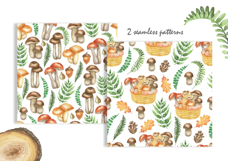 Watercolor Mushrooms Clipart, Woodland Edible Mushroom, Fall Forest ...