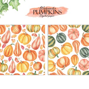 Watercolor Pumpkin Digital Paper, Pumpkins Seamless Pattern, Pumpkin ...
