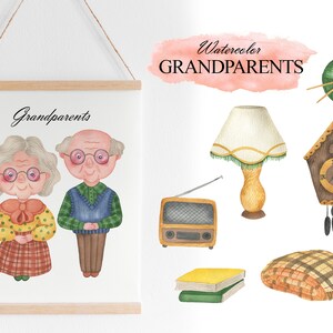 Watercolor Grandparents Clipart, Grandfather and Grandmother Clip Art ...