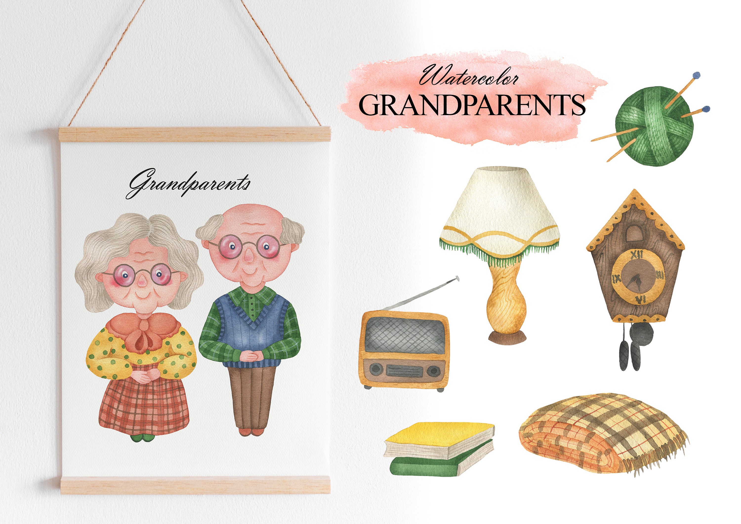 Watercolor Grandparents Clipart, Grandfather and Grandmother Clip Art ...