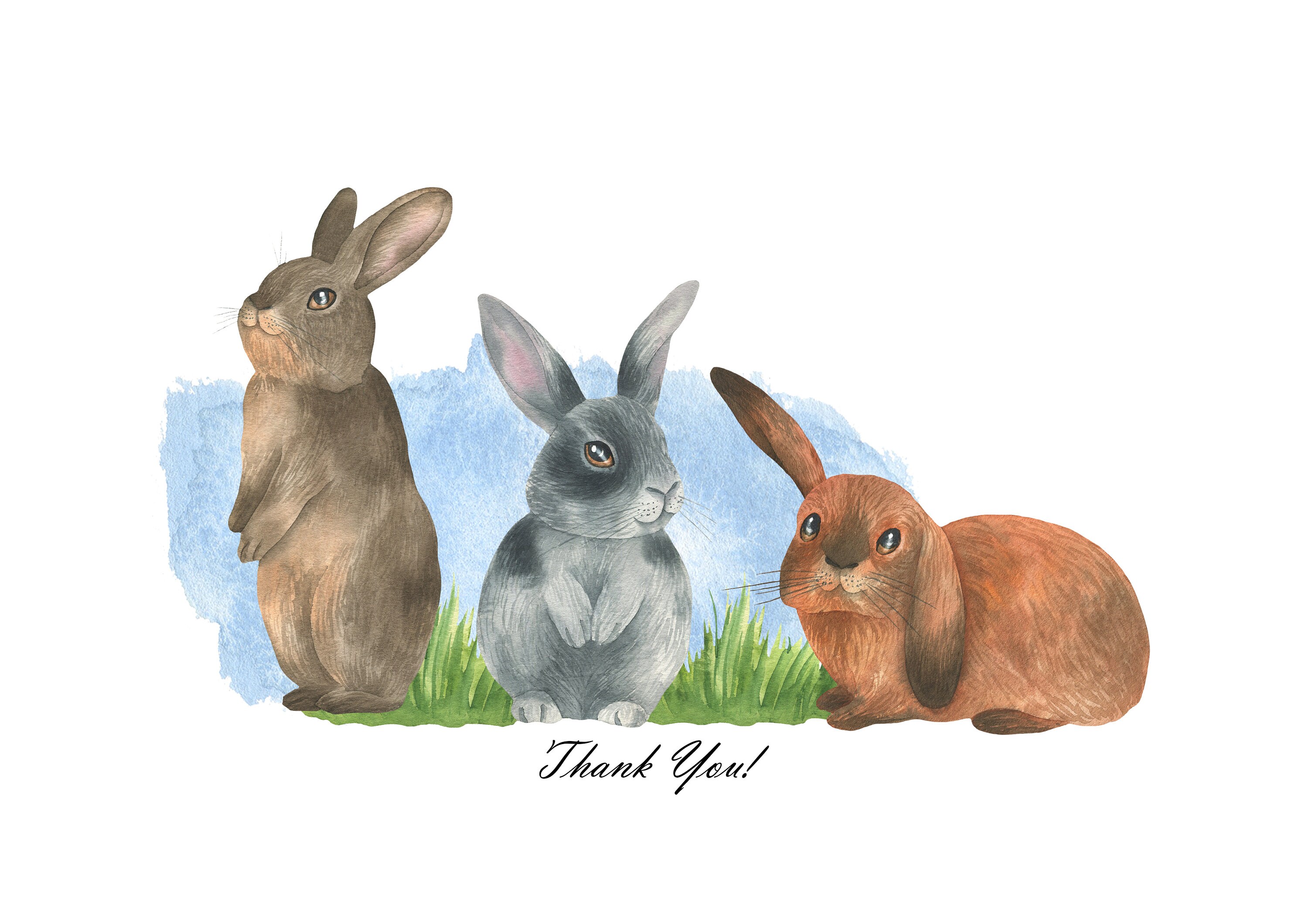 Watercolor Rabbits Clipart, Сolorful Bunnies, Pet Clipart, Easter Bunny ...