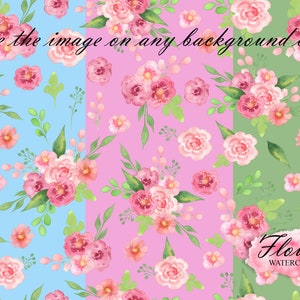 Flower Digital Paper Pack, Watercolor Seamless Patterns of Flowers ...