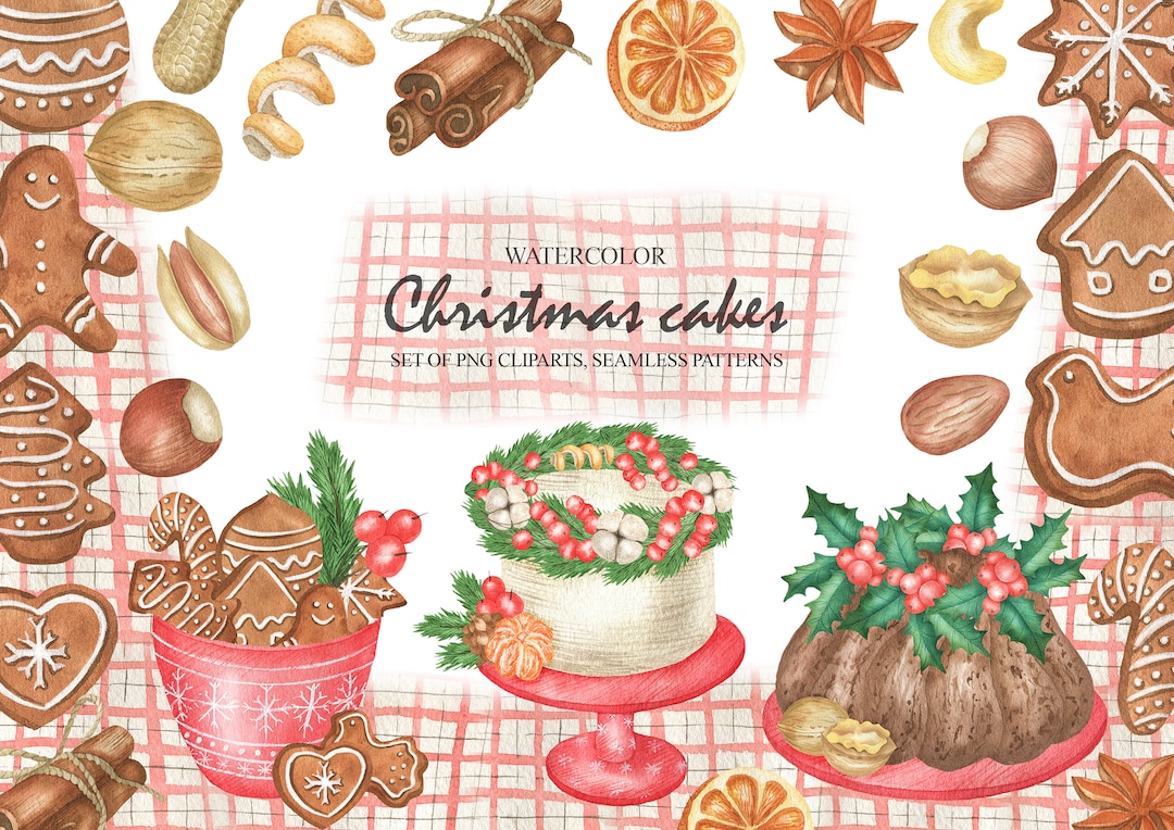 Christmas Cookies Watercolor Clip Art, Watercolor Gingerbread Set ...