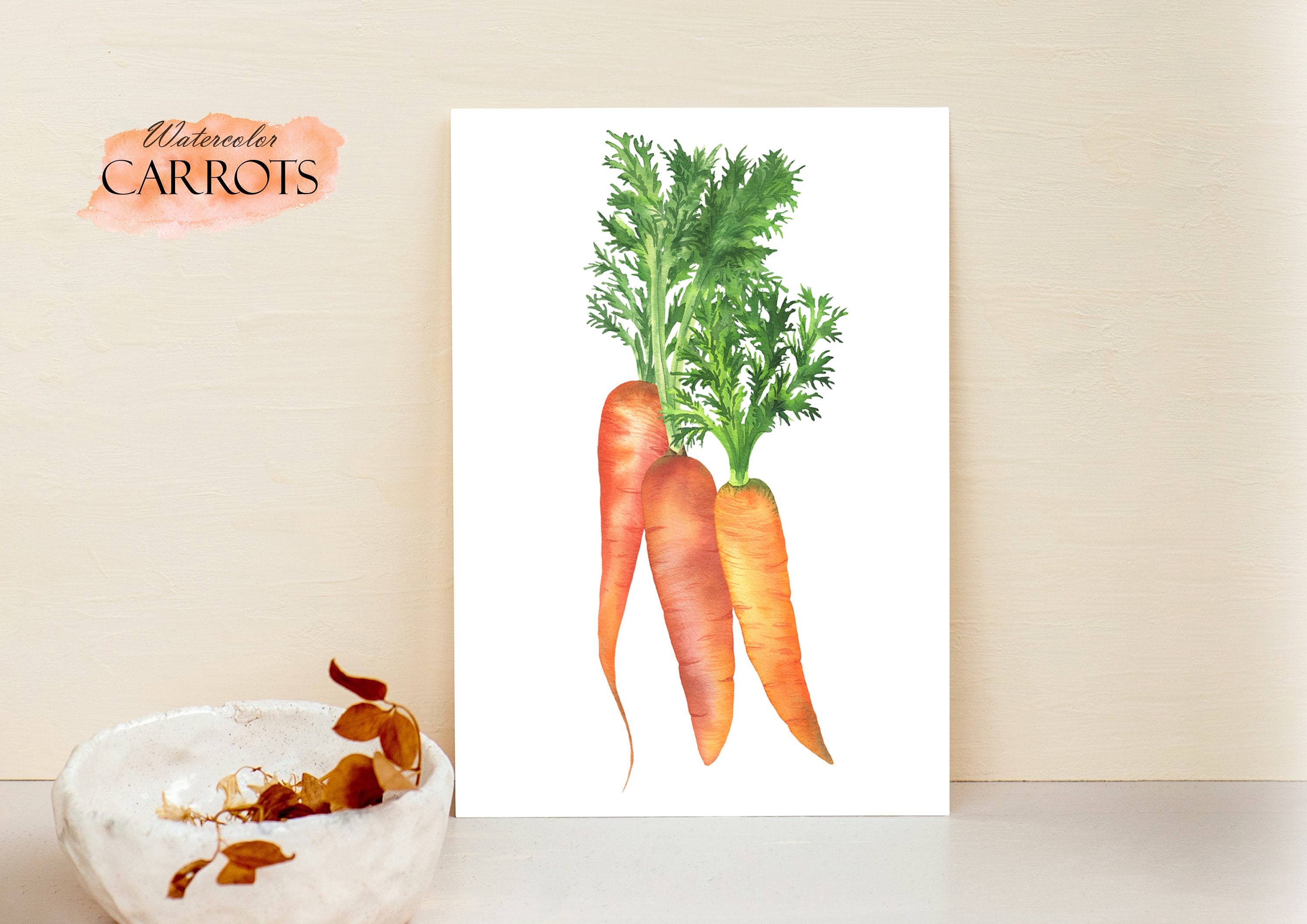 Watercolor Carrots Clipart Colored Carrot Eco Farm - Etsy