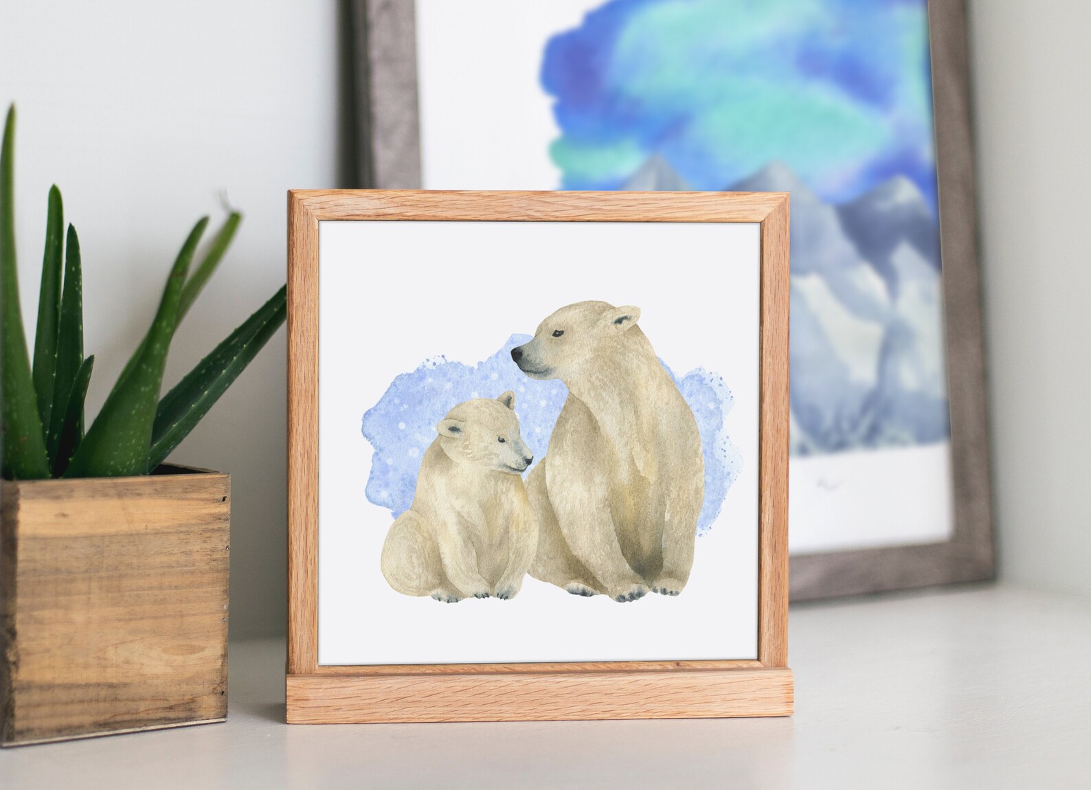 Watercolor Polar Bears Clipart Polar Bear Family Clip Art - Etsy