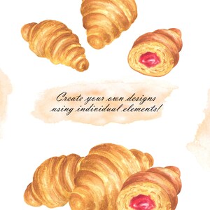 Hand-painted Croissant Clipart in Watercolor Style, Croissants ...