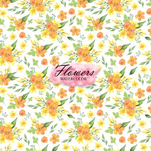 Flower Digital Paper Pack, Watercolor Seamless Patterns of Flowers ...