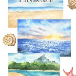 Watercolor Summer Beach, Vacation Clip Art, Travel Clipart, Tropical ...