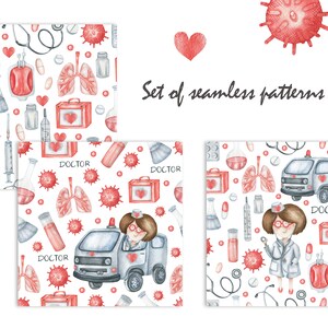 Watercolor Medical Clipart, Doctor Clip Art, Ambulance, Quarantine ...