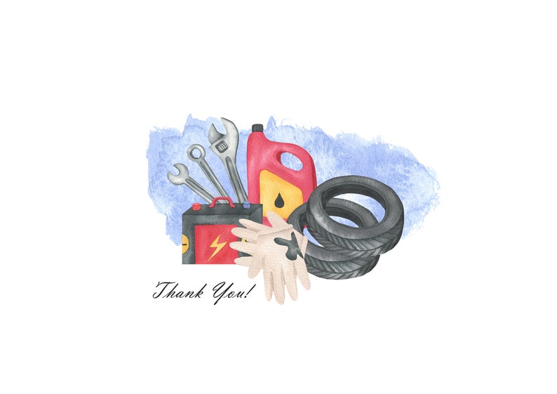 Watercolor Car Mechanic Clipart, Auto Mechanic Clip Art, Car Repair ...