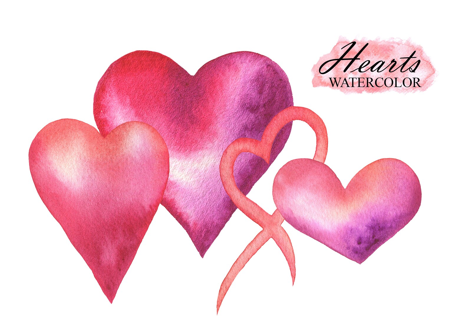 Watercolor Hearts Clipart, Heart Download, Watercolor Hearts ...