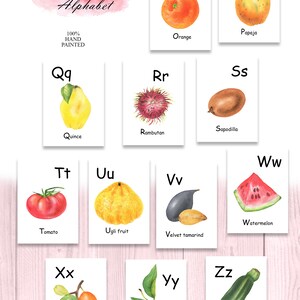 Watercolor Fruit Alphabet ABC Card, Learning Letters, Printable ...