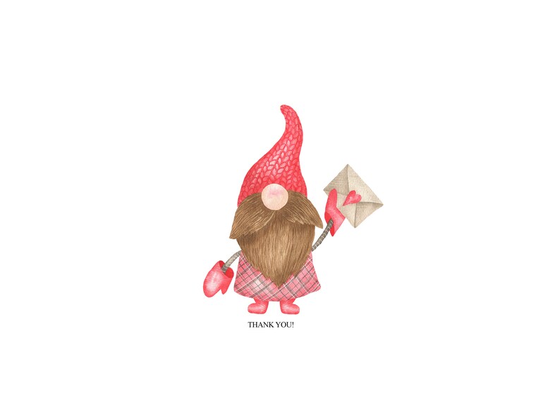 Valentine Day Gnomes Clipart, Watercolor Scandinavian Gnomes and Red ...
