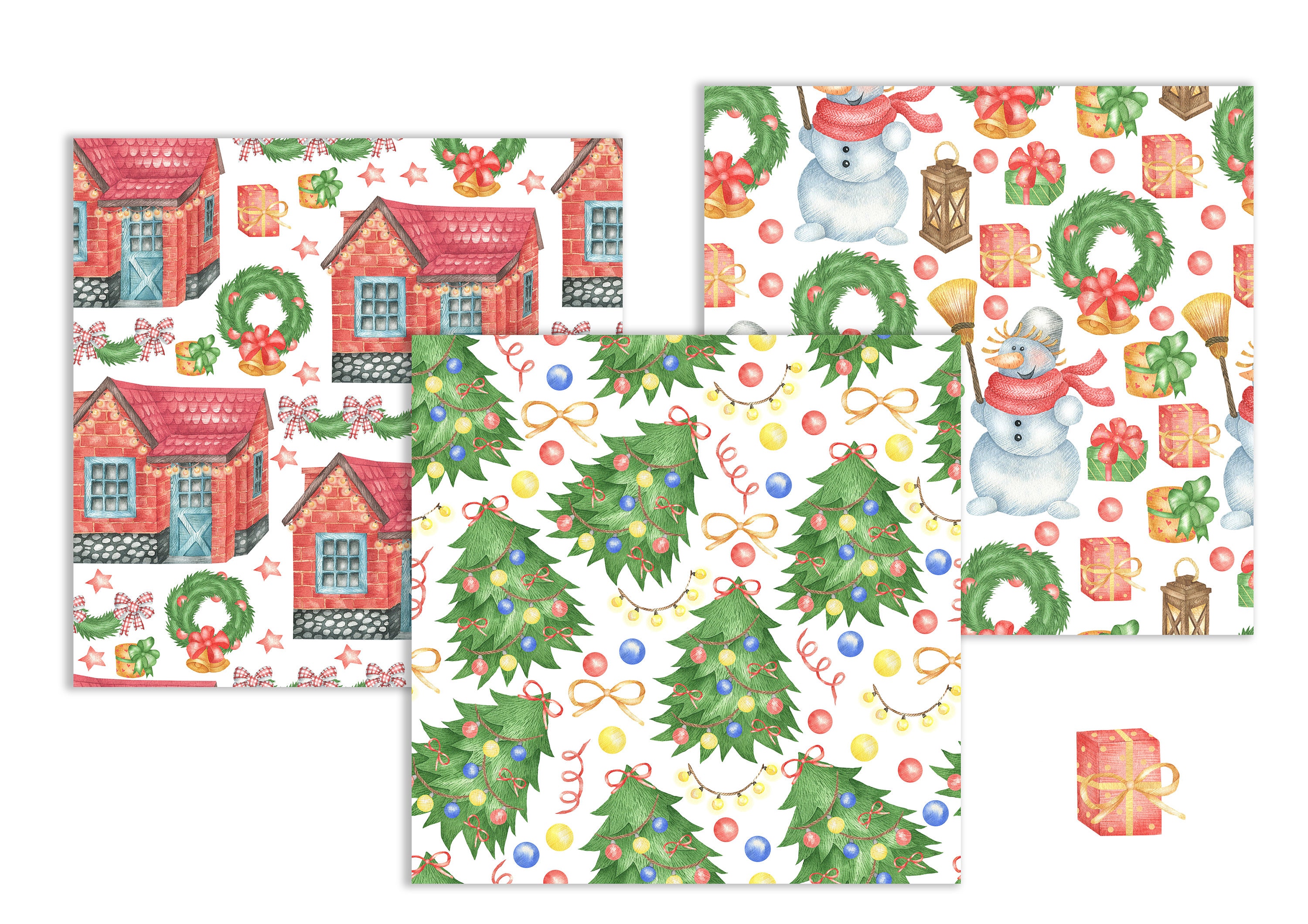 Watercolor Christmas Digital Paper Pack, Winter Hand Painted Scrapbook ...