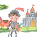Watercolor Knight and Princess Clipart, Dragon and Castle Clip Art ...