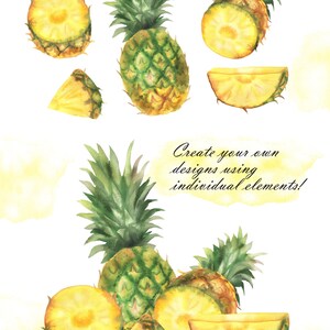 Tropical Watercolor Pineapple Clipart Set, Vibrant Pineapple Graphics ...