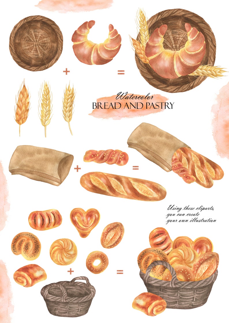 Watercolor Bread Clipart, Bakery Baking PNG (instant Download) - Etsy