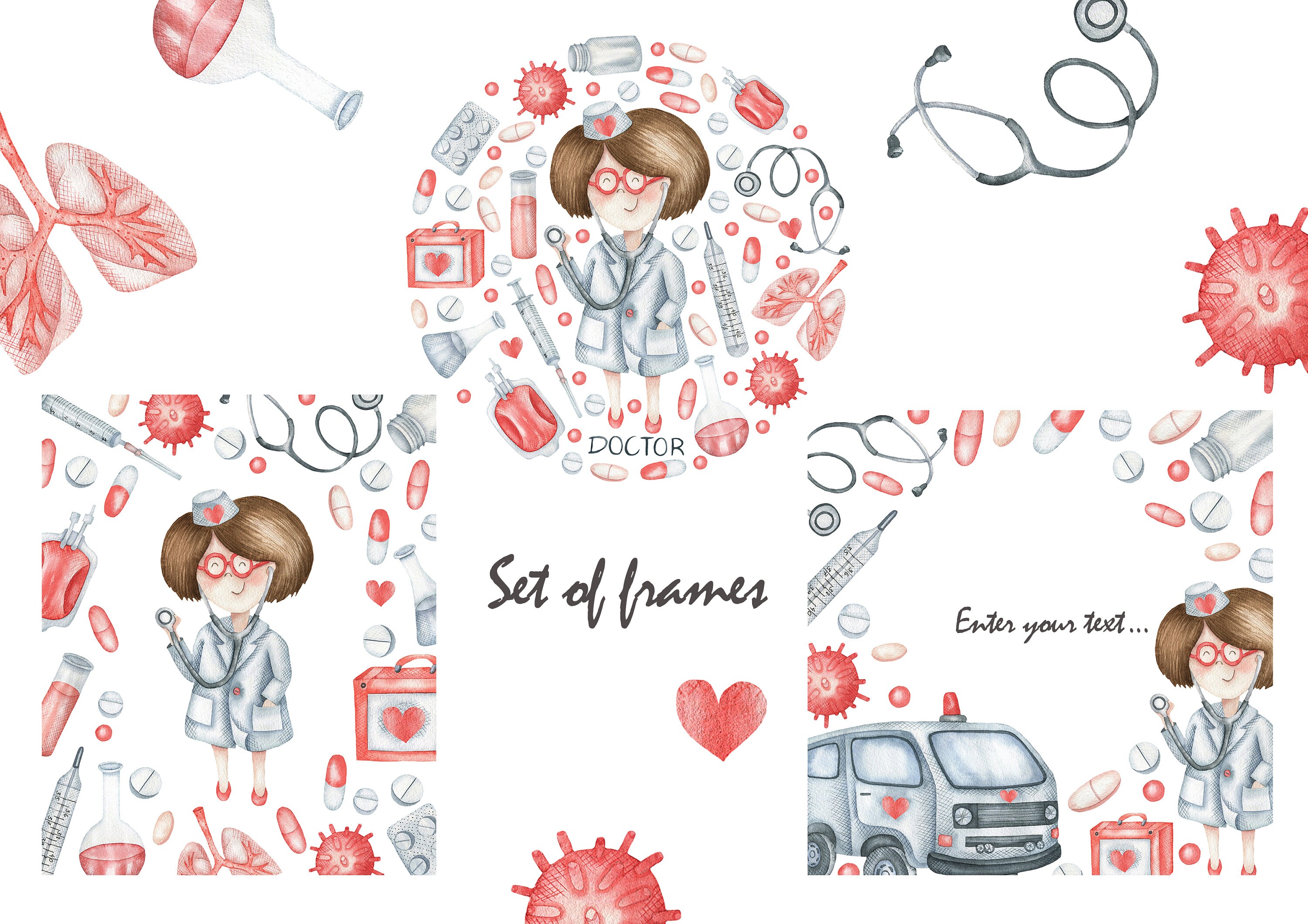 Watercolor Medical Clipart Doctor Clip Art Ambulance - Etsy