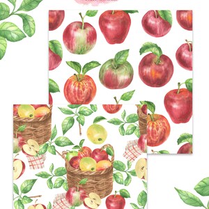 Watercolor Apples Digital Paper, Apple Seamless Pattern, Fruit Paper ...