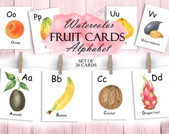 Watercolor Vegetable Alphabet ABC Card, Learning Letters, Printable ...