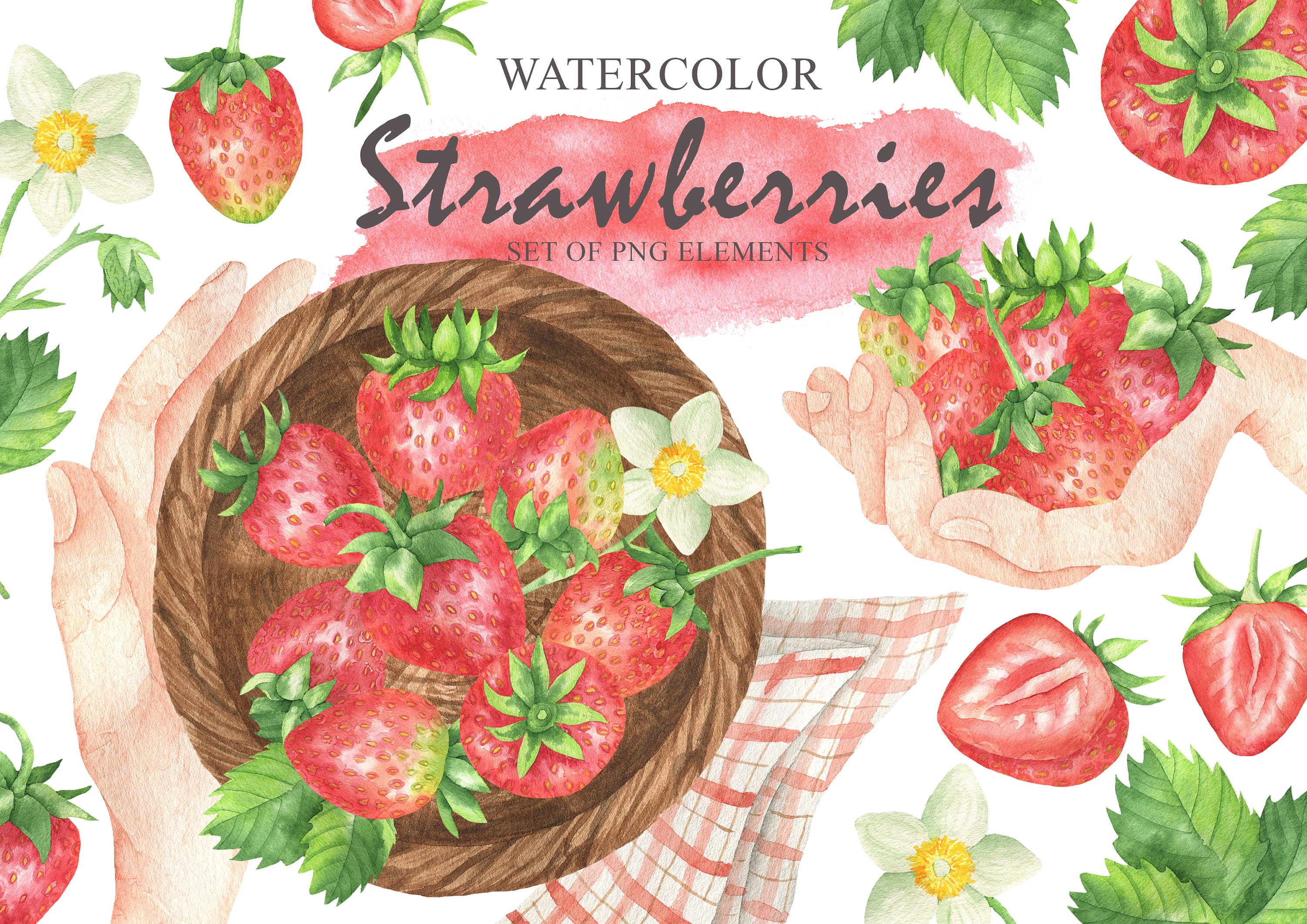 Watercolor Strawberry Clipart, Berry Clip Art, Summer Strawberry ...
