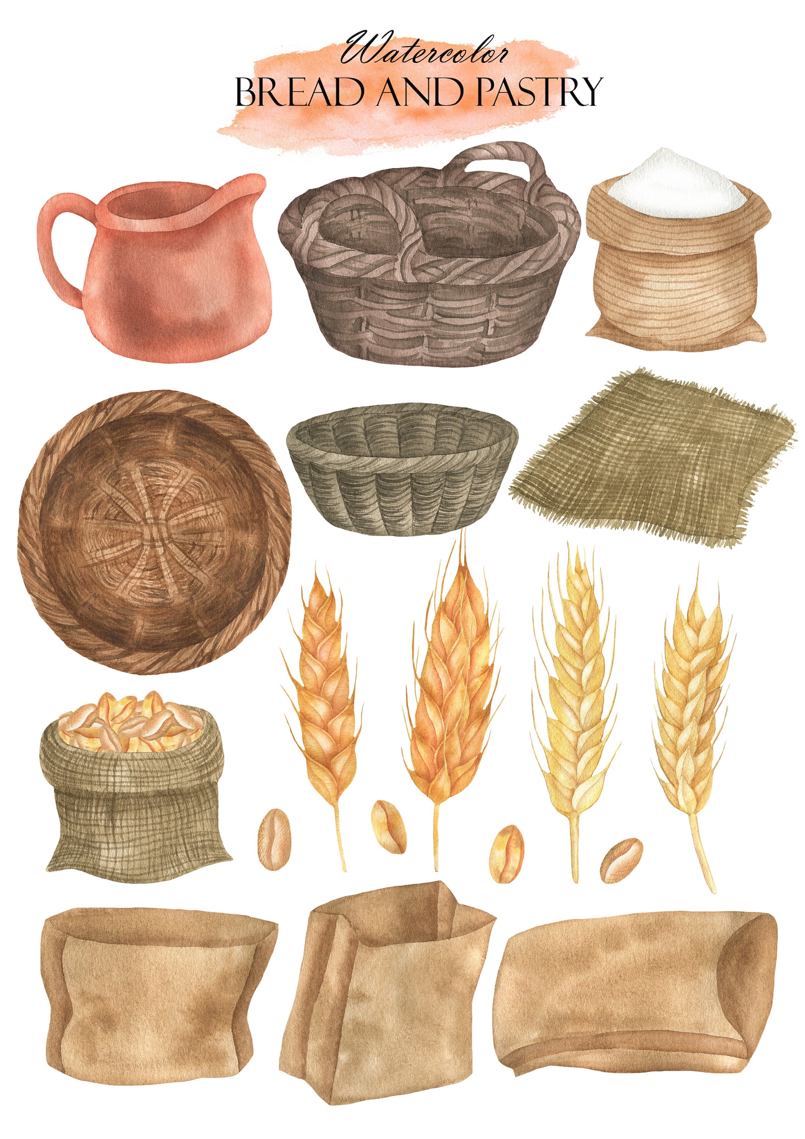 Watercolor Bread Clipart Bakery Baking Clip Art Baked Goods - Etsy