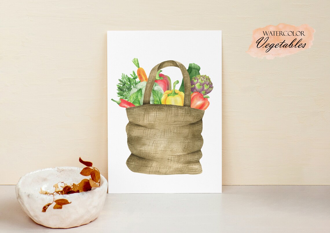 Watercolor Vegetable Clipart, Eco Farm Vegetable, Fresh Vegetables ...