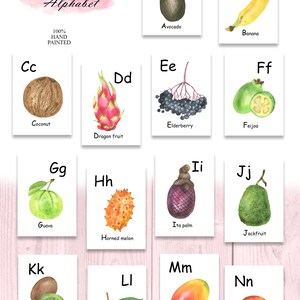 Watercolor Fruit Alphabet ABC Card, Learning Letters, Printable ...
