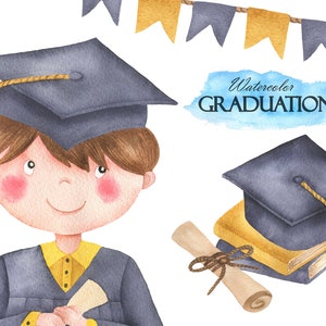 Watercolor Graduation Clipart, Graduates Clip Art, School, College ...