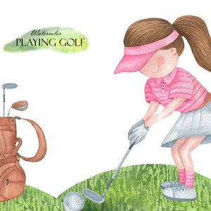 Watercolor Golf Clip Art, Golfer Clipart, Golf Club, Sports Clipart ...