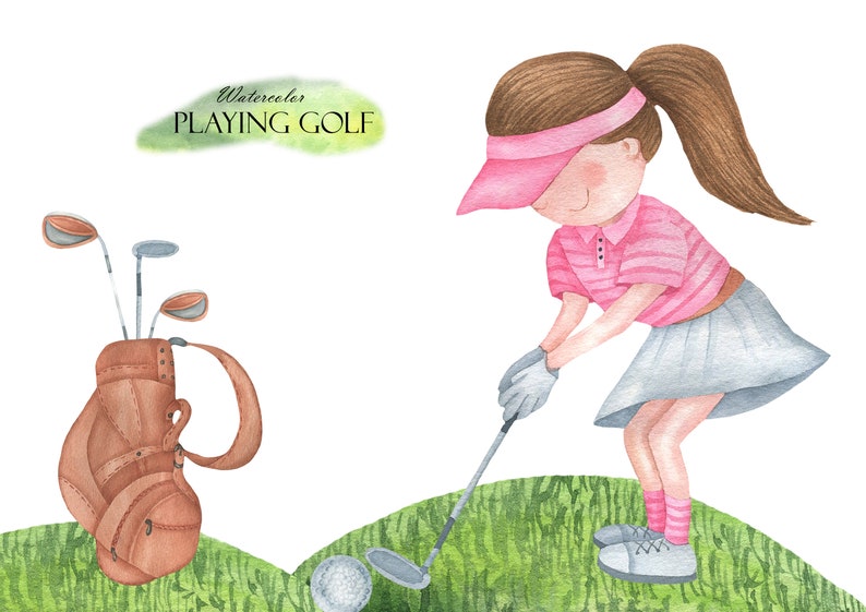 Watercolor Golf Clip Art, Golfer Clipart, Golf Club, Sports Clipart ...