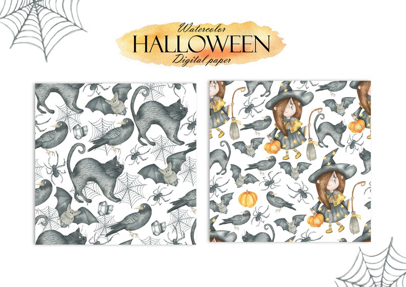 Watercolor Halloween Digital Paper Halloween Seamless - Etsy