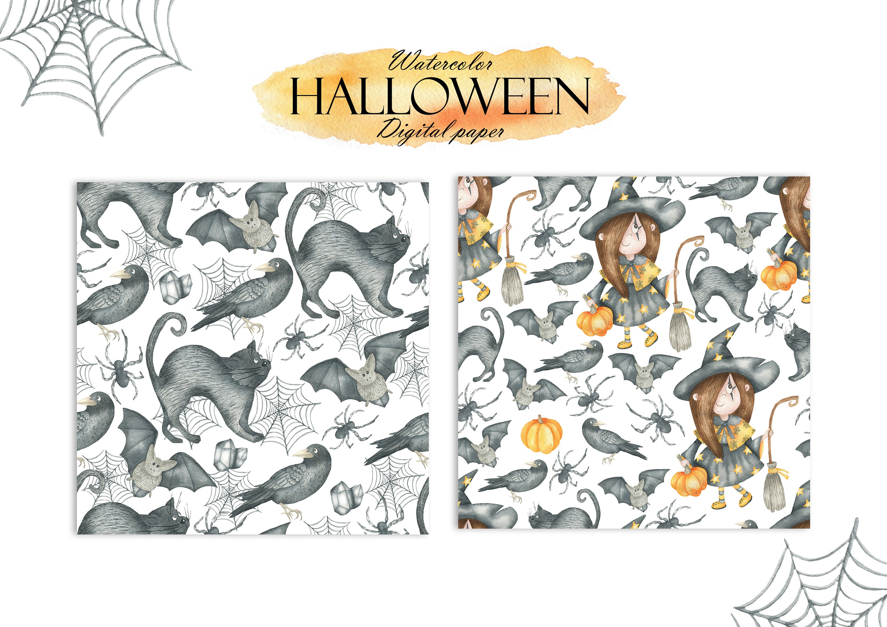 Watercolor Halloween Digital Paper Halloween Seamless - Etsy