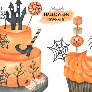 Watercolor Halloween Sweets Clipart, Halloween Party Clip Art, Holiday ...