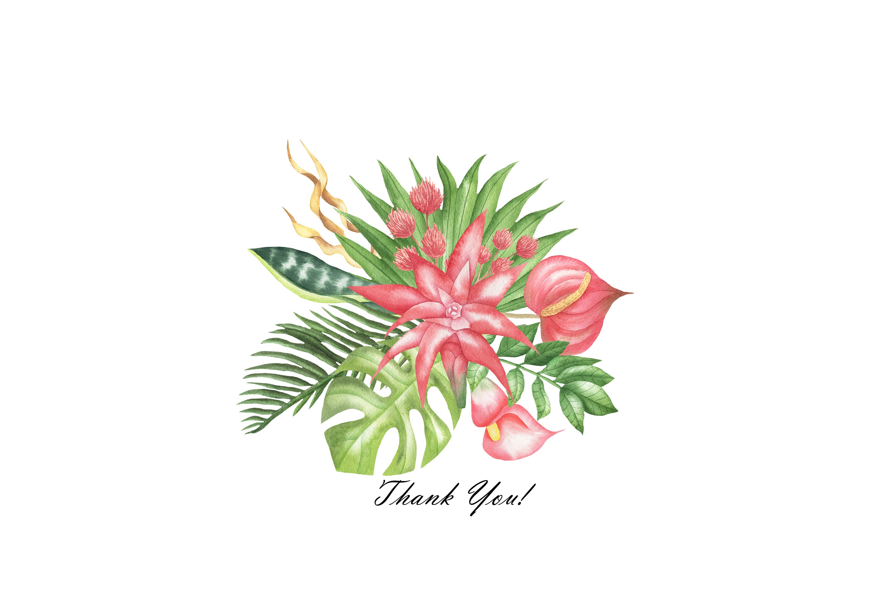Tropical Flowers and Leaves Clipart, Watercolor Hawaii Clip Art, Summer ...