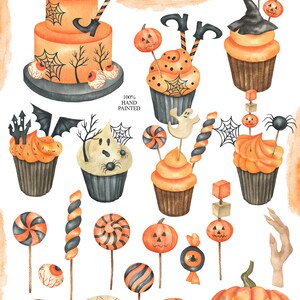 Watercolor Halloween Sweets Clipart, Halloween Party Clip Art, Holiday ...