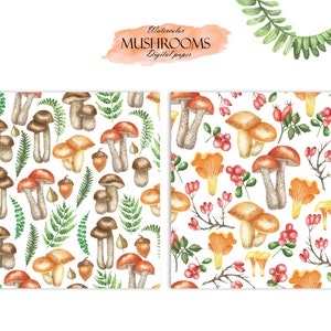 Watercolor Mushroom Seamless Pattern, Forest Flora (digital Paper) - Etsy