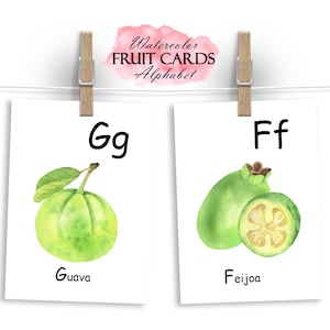 Watercolor Fruit Alphabet ABC Card, Learning Letters, Printable ...