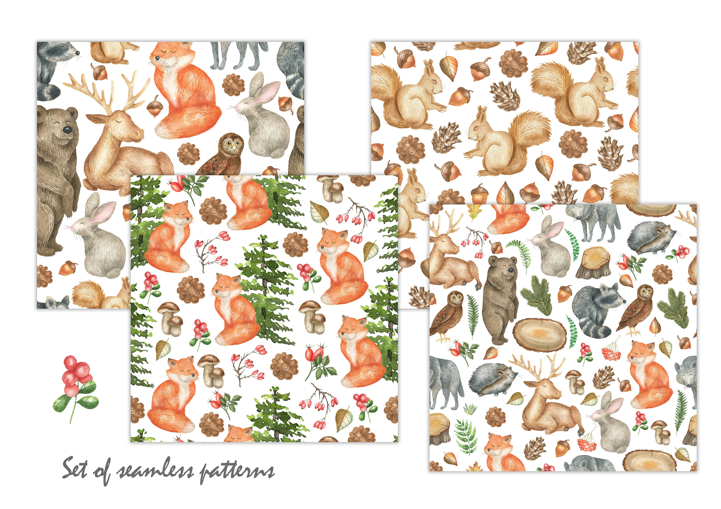 Watercolor Woodland Animals Clipart Graphics, Forest Baby Animal Clip ...