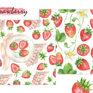 Watercolor Strawberry Digital Paper, Strawberries Seamless Pattern ...